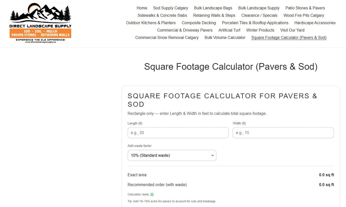 Square Footage Calculator for Pavers & Sod | Calgary Landscaping Guide ...